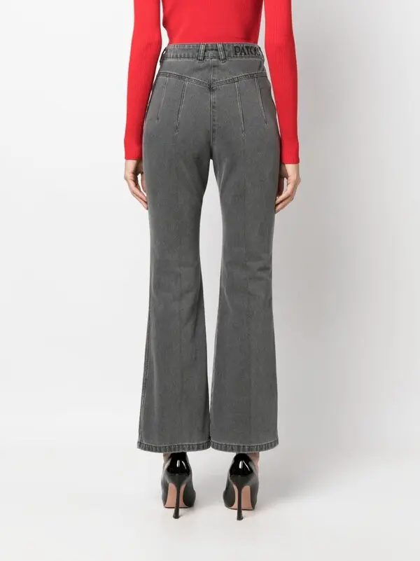 PATOU Logo-embroidered Flared Jeans - Grey