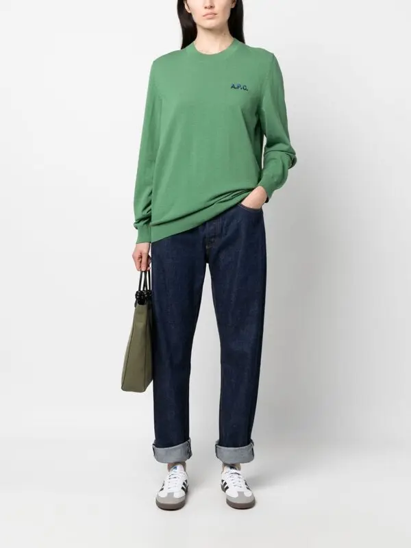 A.p.c. Logo-embroidered Fine-knit Jumper