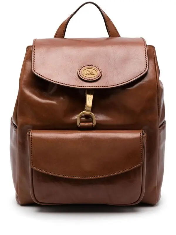 THE BRIDGE Logo Plaque Leather Backpack