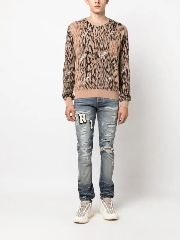 Amiri Varsity Ripped Skinny Jeans