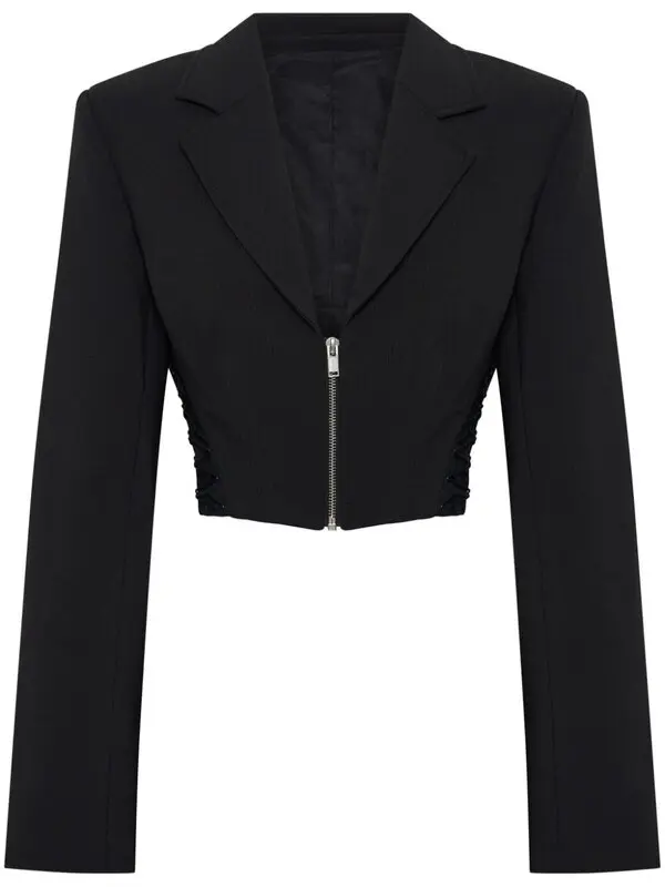 DION LEE Zipped Cropped Blazer - Black