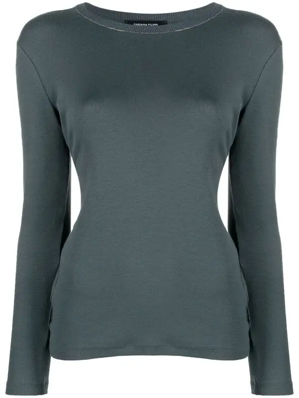Fabiana Filippi Bead-detailing Fine-knit Jumper - Blue