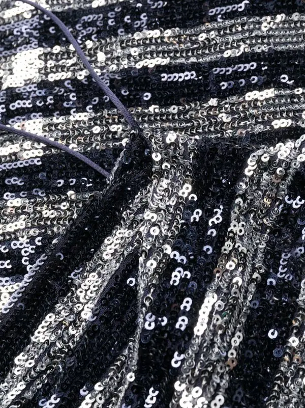 Balmain Sequined Striped Tulle Mini Dress