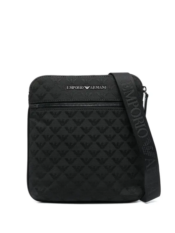 Emporio Armani Logo-jacquard Messenger Bag - Black