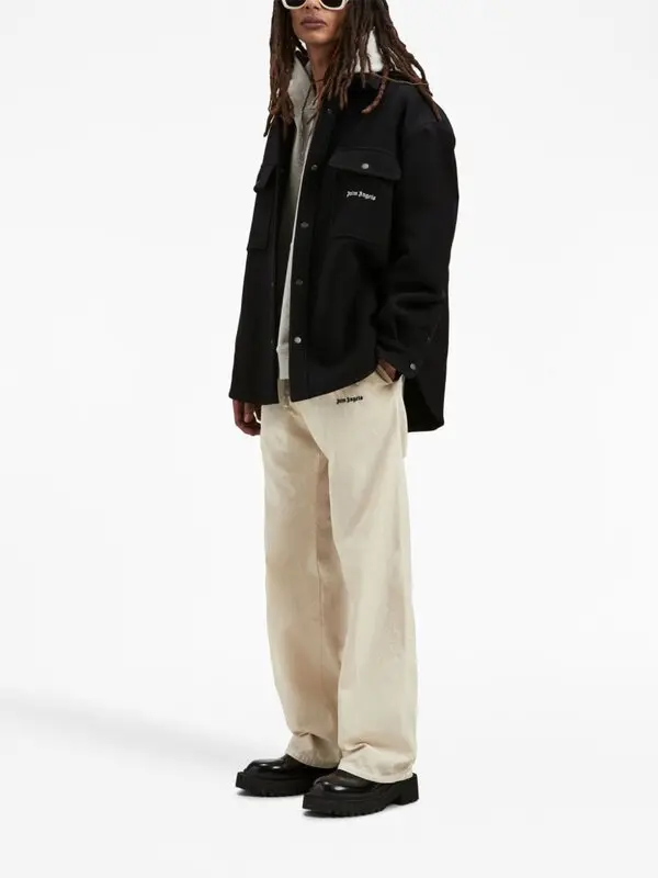 Palm Angels Embroidered-logo Track Pants - Neutrals