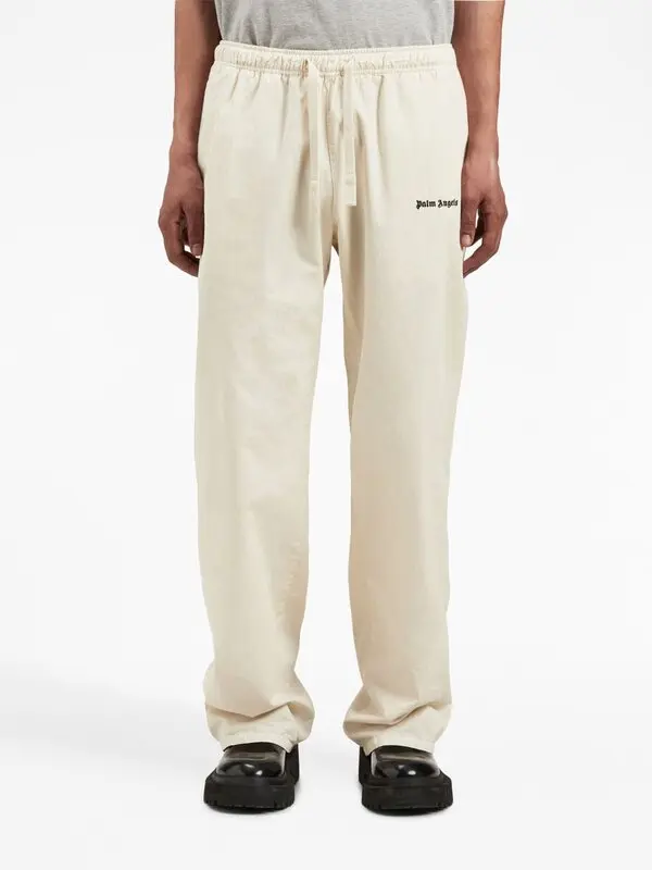 Palm Angels Embroidered-logo Track Pants - Neutrals