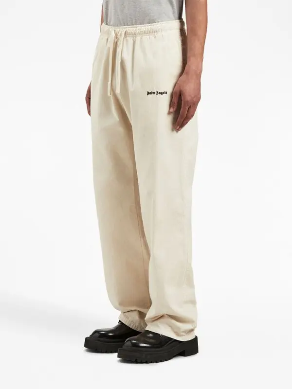 Palm Angels Embroidered-logo Track Pants - Neutrals