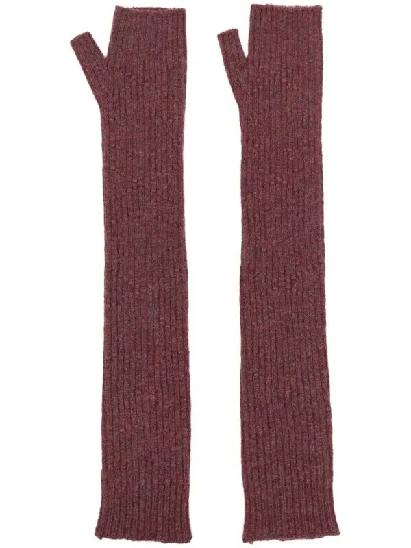 BARRIE Fingerless Cashmere Gloves - Red