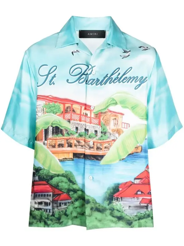 Amiri Eden Rock Silk Shirt - Blue