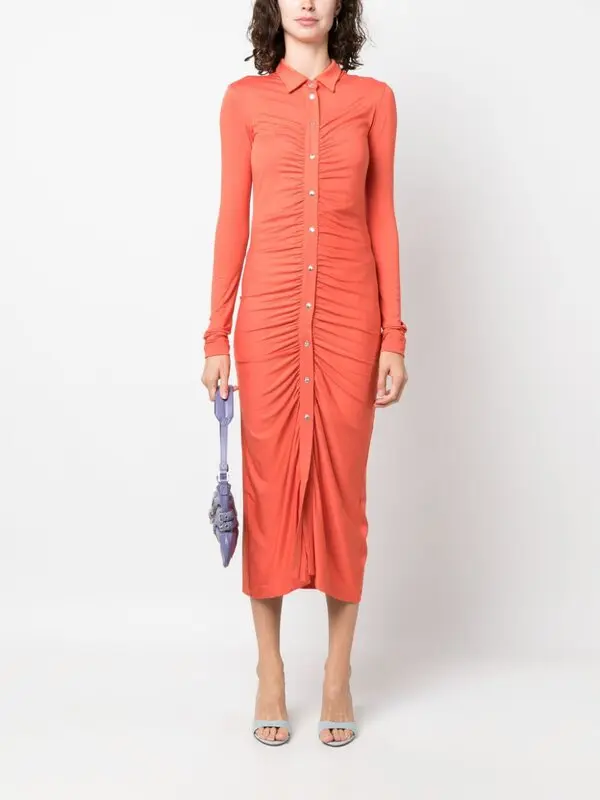 Diesel Artemis Ruched Midi Dress In Orange - 15% Off | Editorialist