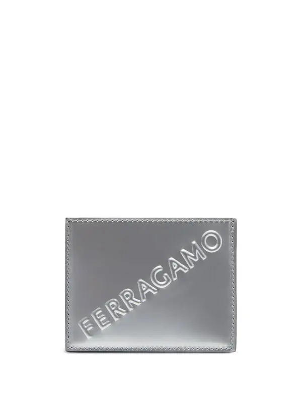 FERRAGAMO Logo-embossed Leather Wallet - Silver
