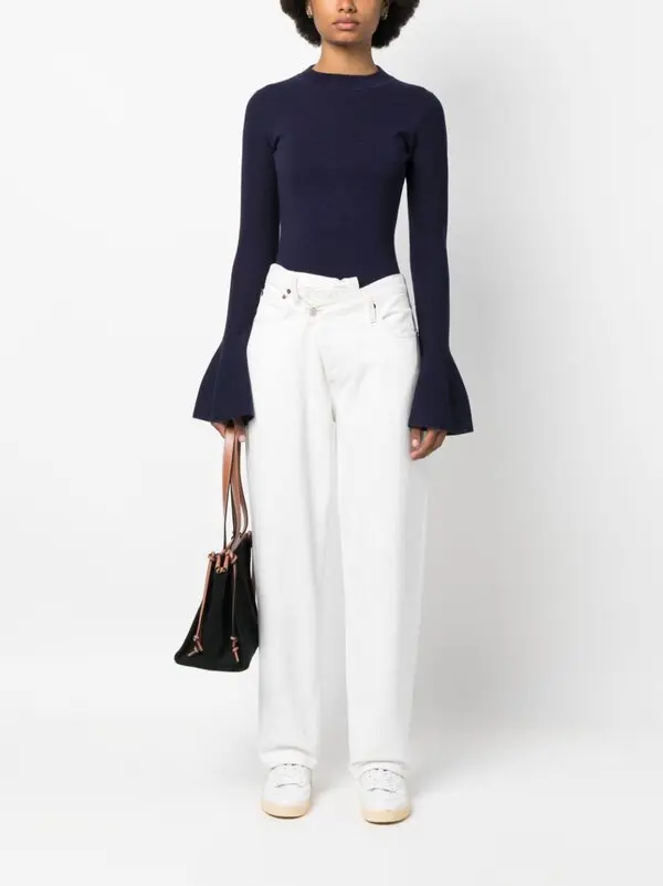 DESTREE Joan Flared-cuff Knitted Jumper - Blue