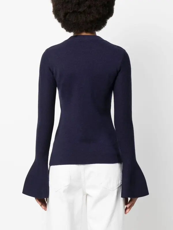 DESTREE Joan Flared-cuff Knitted Jumper - Blue
