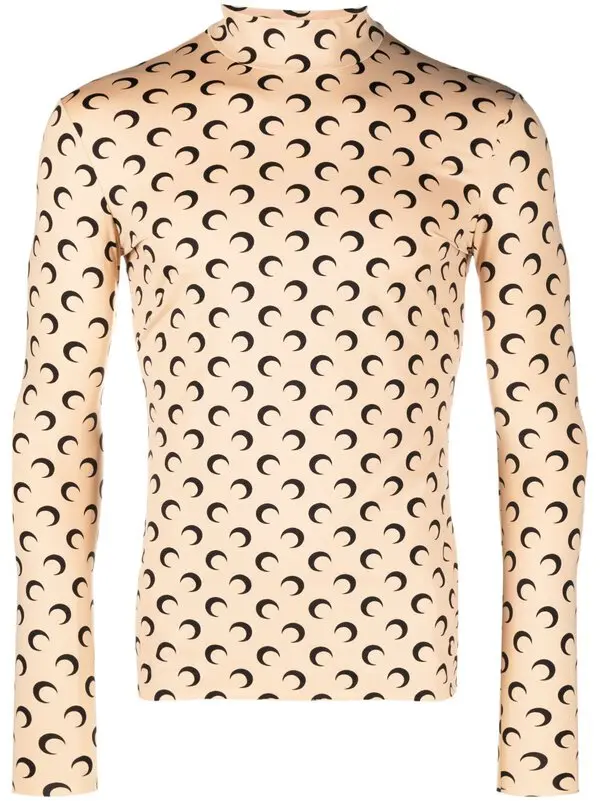 MARINE SERRE Regenerated Second Skin Top With Crescent Moon Print - Neutrals