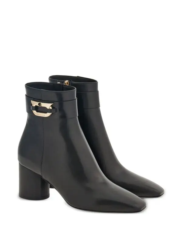FERRAGAMO Gancini 60mm Leather Ankle Boots