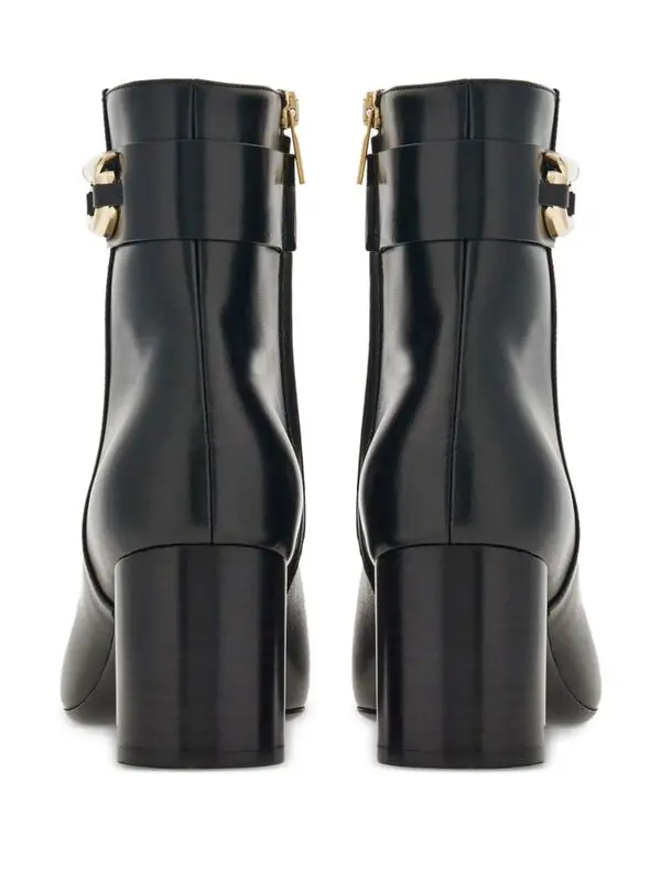FERRAGAMO Gancini 60mm Leather Ankle Boots