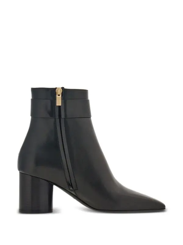 FERRAGAMO Gancini 60mm Leather Ankle Boots