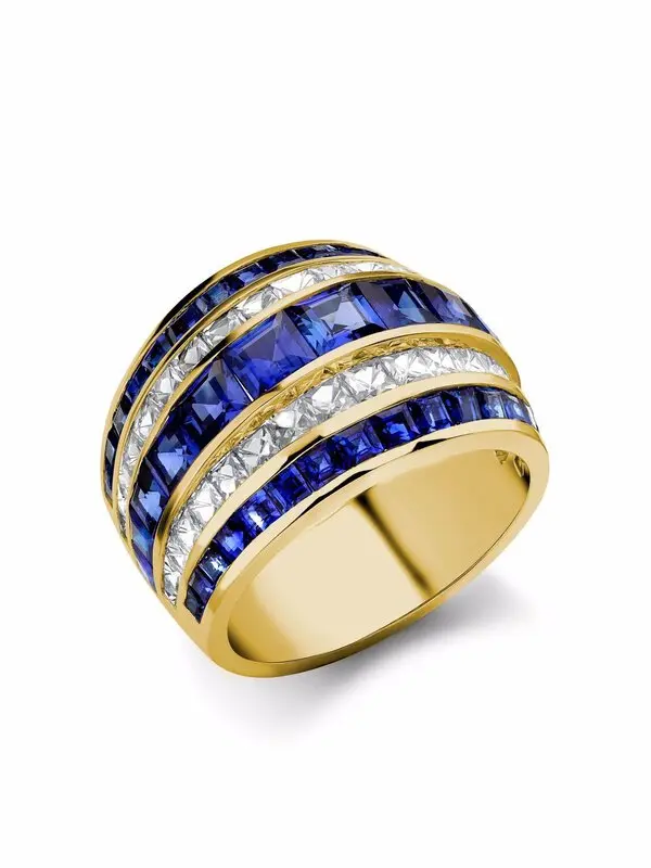 PRAGNELL 18kt Yellow Manhattan Classic Sapphire And Diamond Ring - Gold