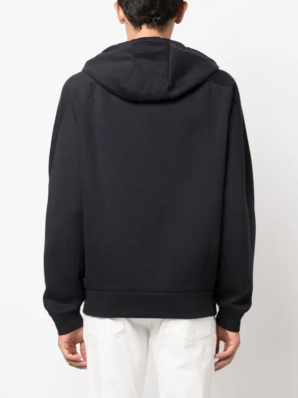 Giorgio Armani Logo-embroidered Zip-up Hoodie - Blue