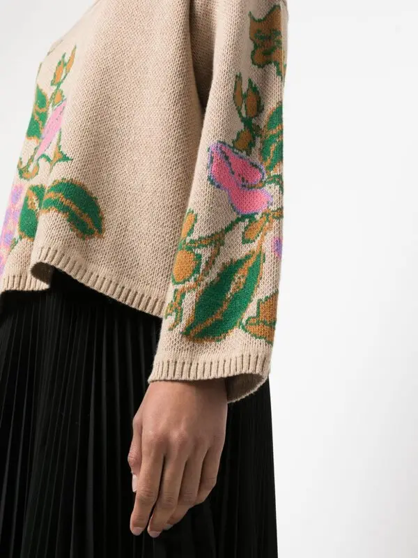 TWINSET Floral Intarsia-knit Jumper - Neutrals