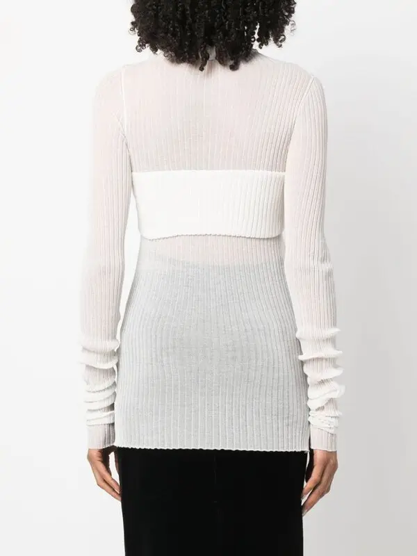 QUIRA Semi-sheer Ribbed-knit Top