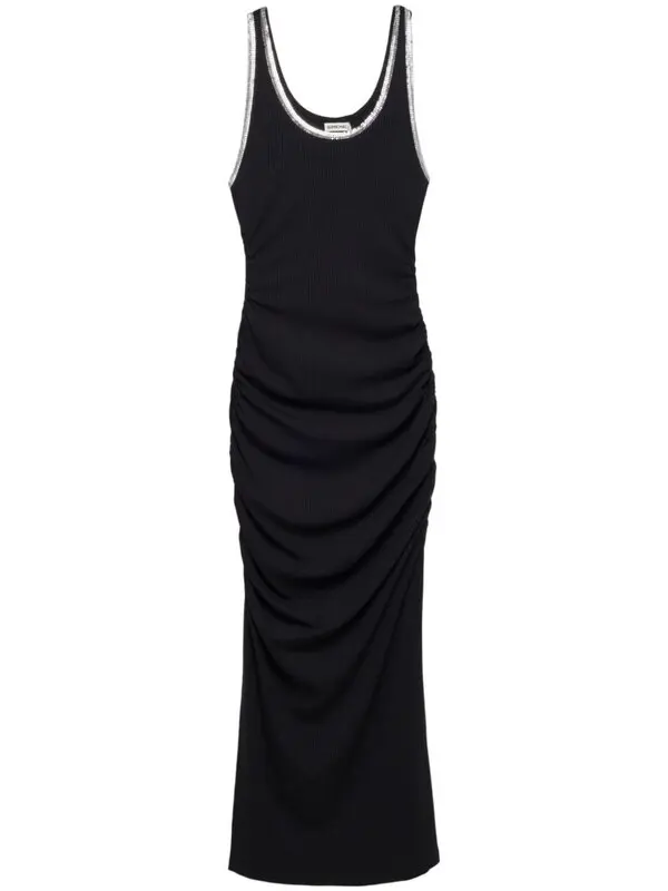 Simkhai Darian Ruched Ribbed Midi Dress - Black
