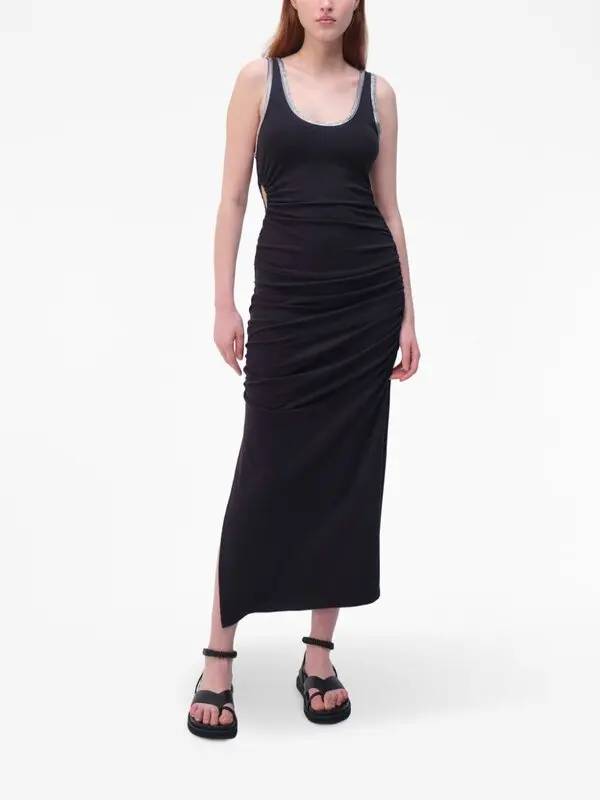 Simkhai Darian Ruched Ribbed Midi Dress