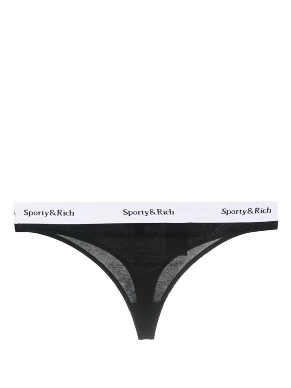 SPORTY & RICH Serif Logo-print Thong - Black