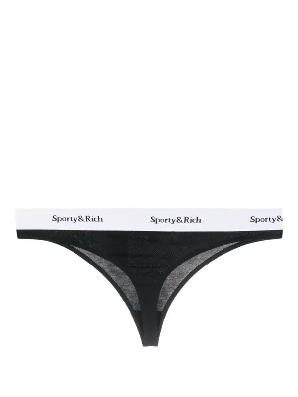 SPORTY & RICH Serif Logo-print Thong - Black