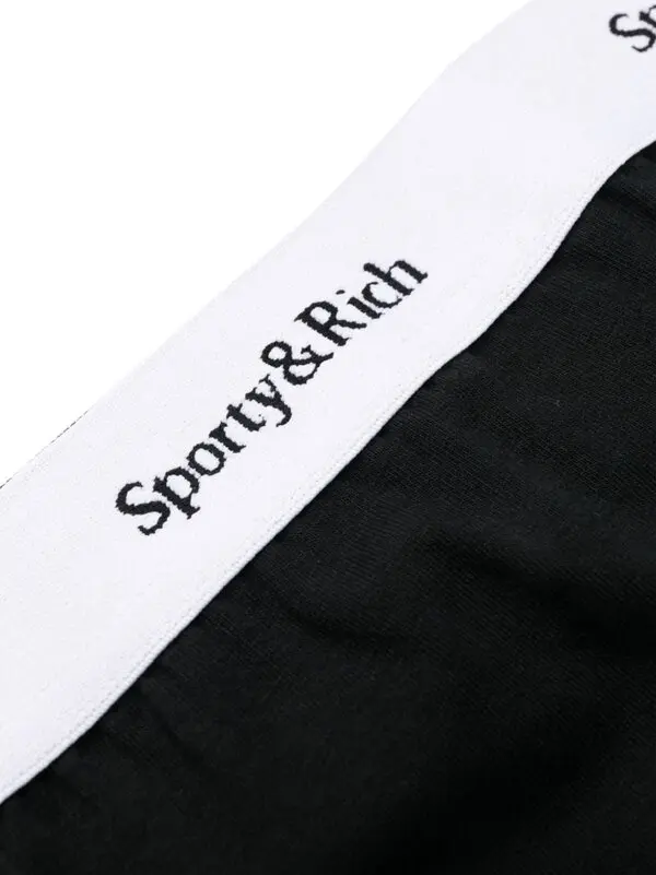 SPORTY & RICH Serif Logo-print Thong - Black