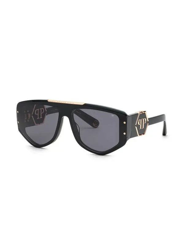 Philipp Plein Rectangular Logo-plaque Sunglasses - Black