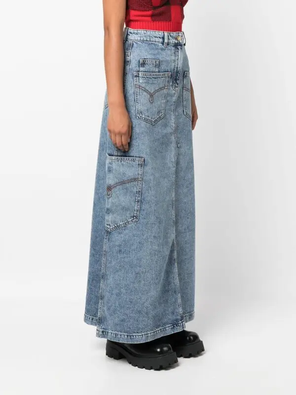 Moschino Light Blue Cotton Denim Midi Skirt
