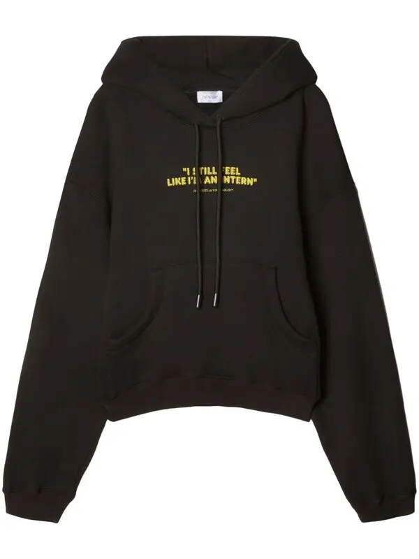 Off-White Slogan-print Cotton Hoodie - Black