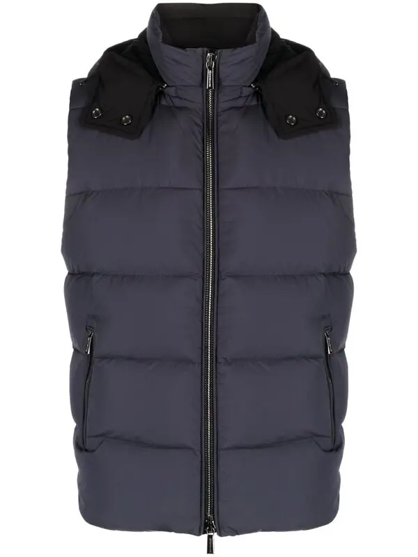 MOORER High-neck Padded Gilet - Blue