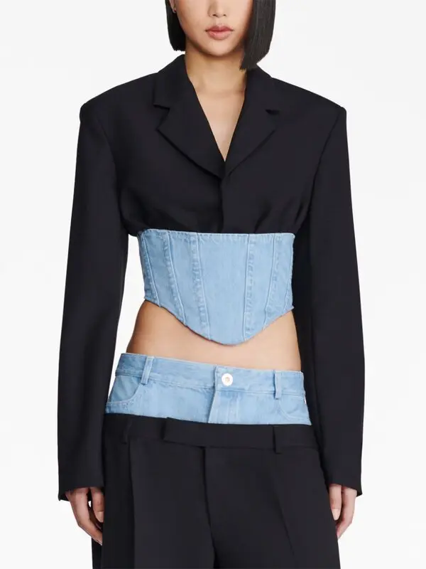 DION LEE Cropped Corset Blazer - Black
