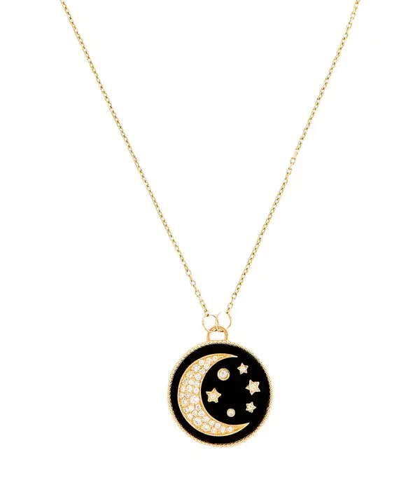 L'ATELIER NAWBAR Mini Yellow Diamond And Onyx Cosmic Love Moonlight Necklace - Gold