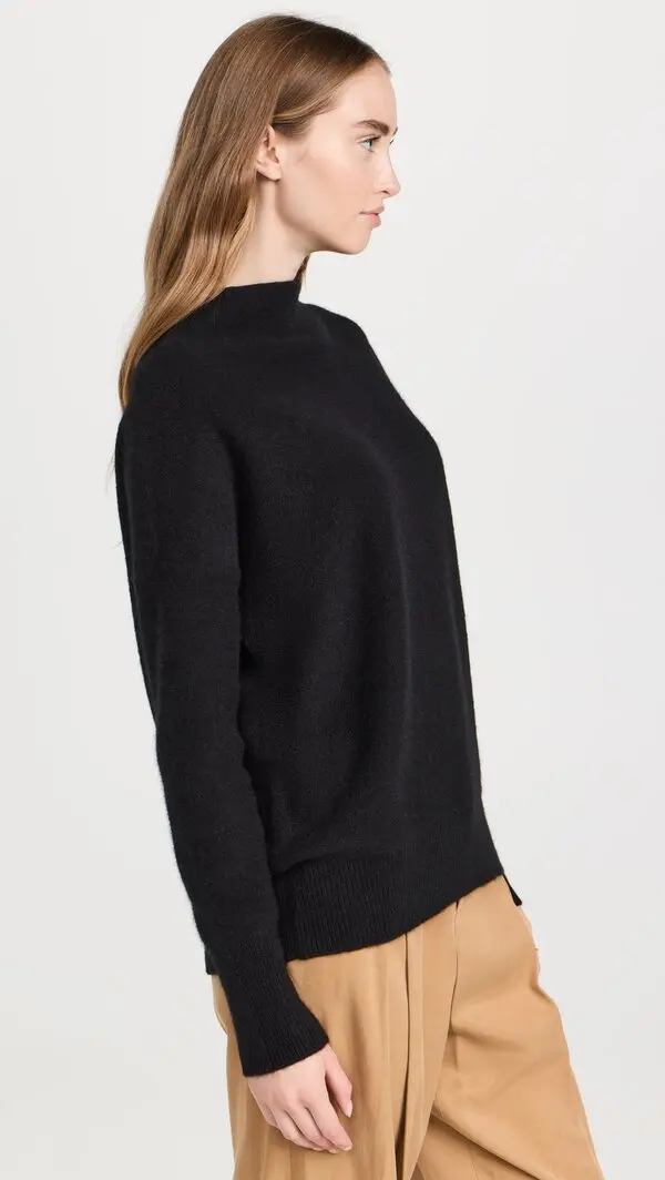 Vince Boiled Funnel Neck Pullover - Black