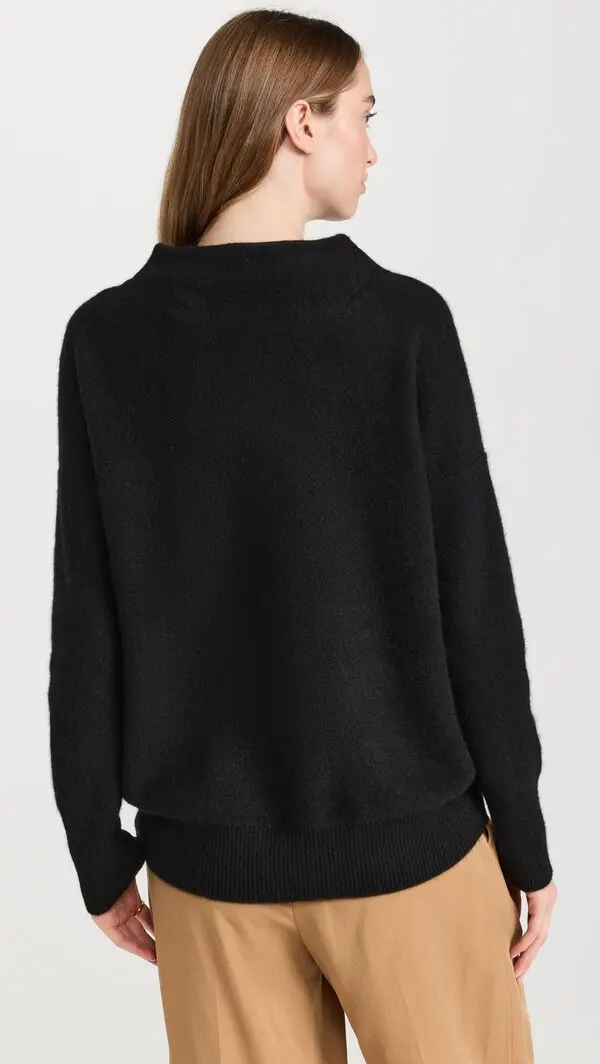 Vince Boiled Funnel Neck Pullover - Black