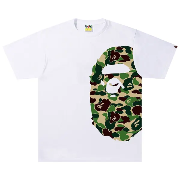 A BATHING APE Abc Camo Side Big Ape Head Tee /green - White