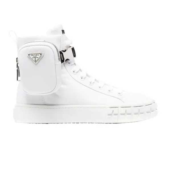 Prada Wheel Re-nylon High-top Sneakers - White