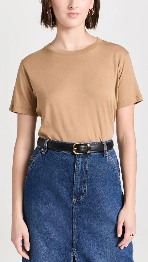 NILI LOTAN Louise Belt - Black/shiny Brass