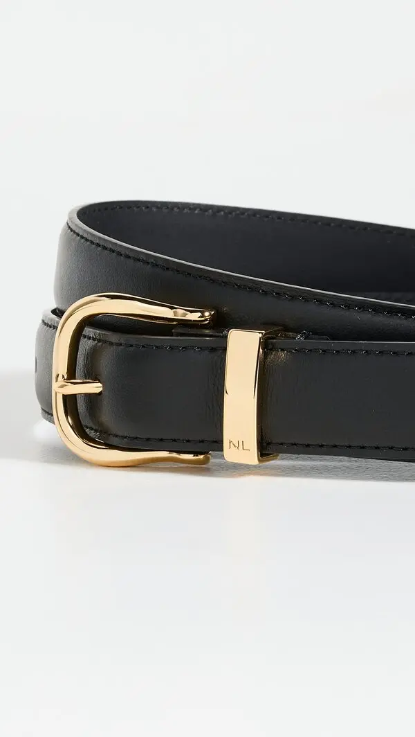NILI LOTAN Louise Belt - Black/shiny Brass