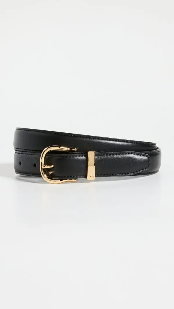 NILI LOTAN Louise Belt - Black/shiny Brass