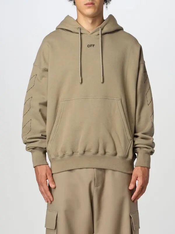 Off-White Cotton Sweatshirt With Embroidered Logo