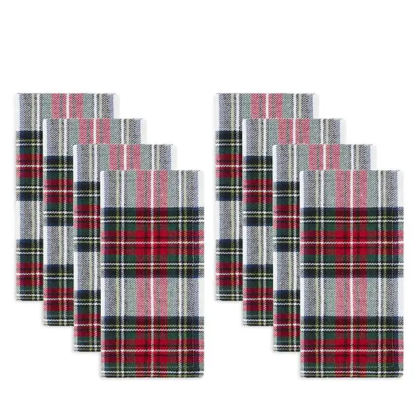 ELRENE HOME FASHIONS Christmas Classic Holiday Plaid Cotton Napkins, Set Of 8 - Multi