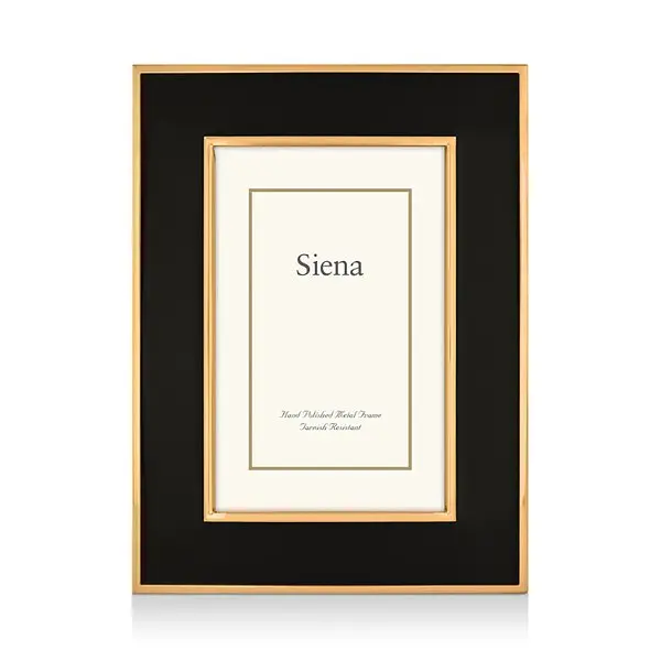 SIENA Enamel With Gold Frame, 4 X 6 - Black