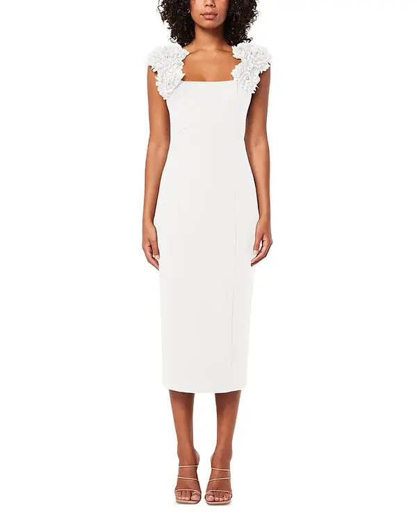ELLIATT Gabby Chrysanthemum Applique Dress - White