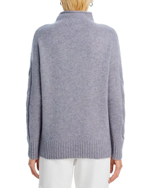 Bloomingdale'S C Exclusive Mock Neck Cable Cashmere Sweater - Medium Grey