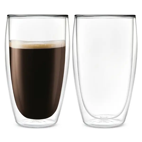 GODINGER Double Walled Tall Coffee/latte Cups, Set Of 2 - Clear