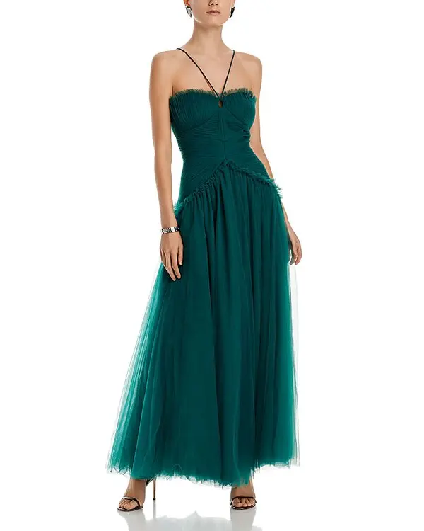 green emerald velvet dress Half Moon Evening Dress | Zac Posen